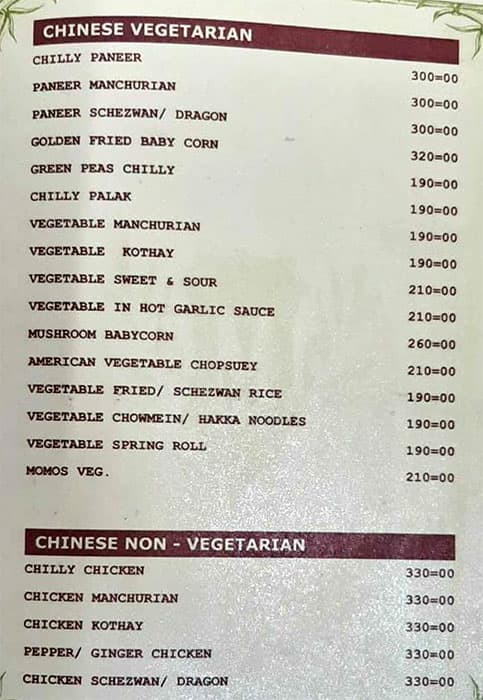 Menu at The Mark Restaurant, Bhopal