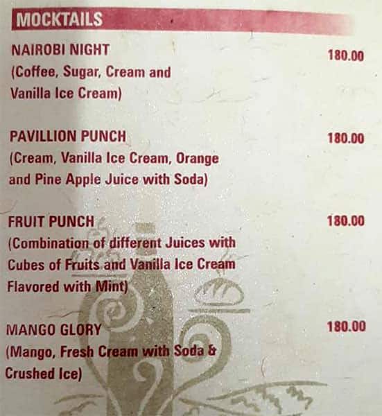 Menu at The Mark Restaurant, Bhopal