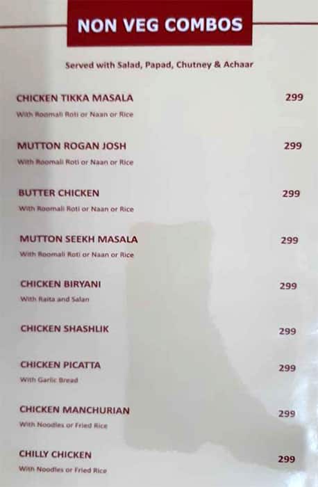 Menu at The Mark Restaurant, Bhopal
