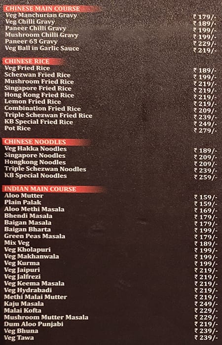 Menu at Krishna Bhog, Navi Mumbai, Krishna Bhog