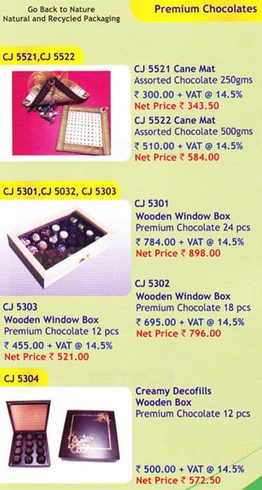 Menu at Chocolate Junction, Bengaluru, Jaladarshini Building