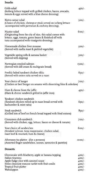 Tea Lounge - Cinnamon Grand Menu - Zomato Sri Lanka