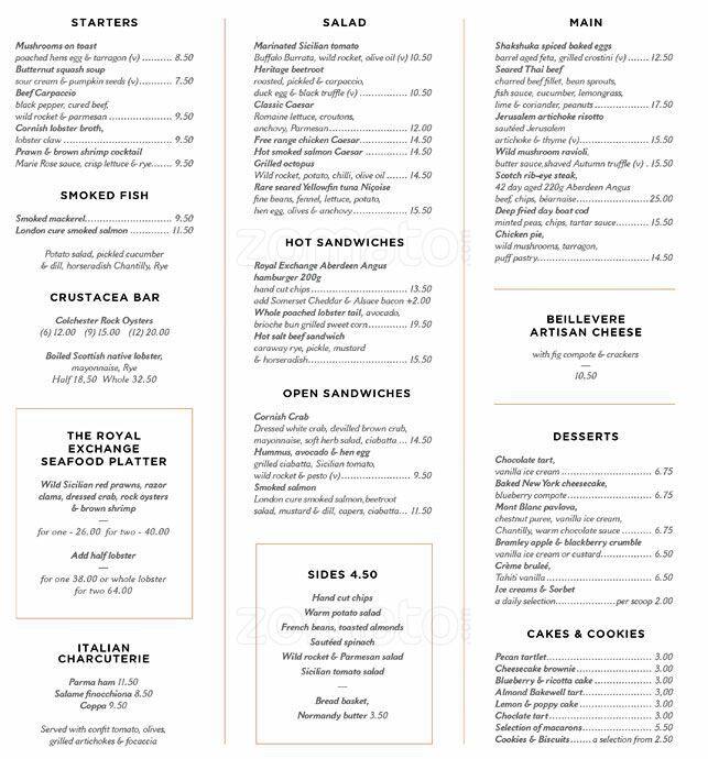 The Grand Cafe Menu, Menu for The Grand Cafe, City of London, London ...