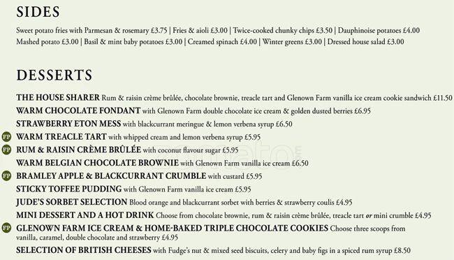 Menu at Orange Tree Totteridge pub & bar, London