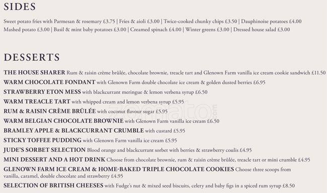 Menu at Orange Tree Totteridge pub & bar, London