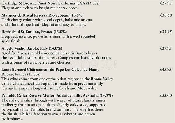 Menu at Orange Tree Totteridge pub & bar, London