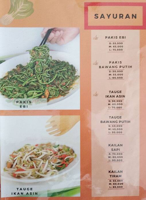 Menu at Asoka Rasa restaurant, Tangerang