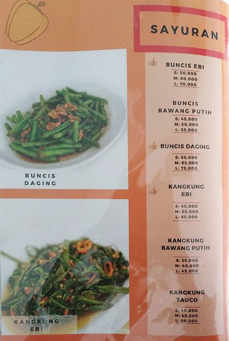 Menu at Asoka Rasa restaurant, Tangerang