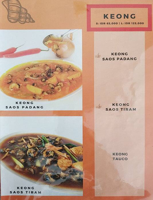 Menu at Asoka Rasa restaurant, Tangerang
