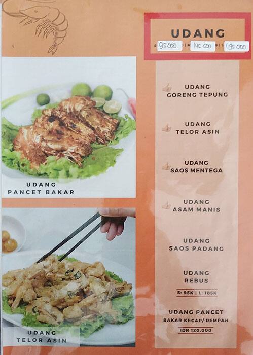 Menu at Asoka Rasa restaurant, Tangerang