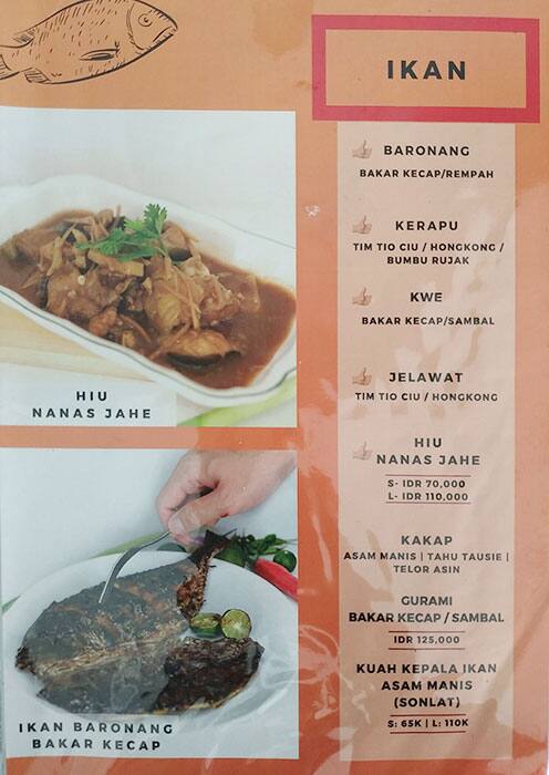 Menu at Asoka Rasa restaurant, Tangerang