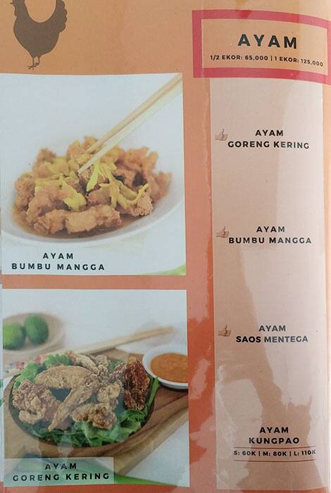 Menu at Asoka Rasa restaurant, Tangerang