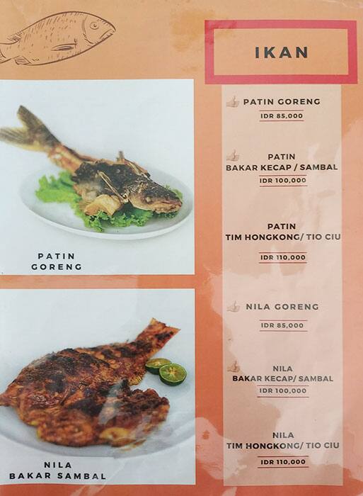 Menu at Asoka Rasa restaurant, Tangerang