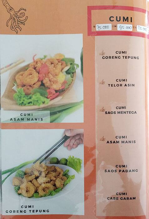 Menu at Asoka Rasa restaurant, Tangerang