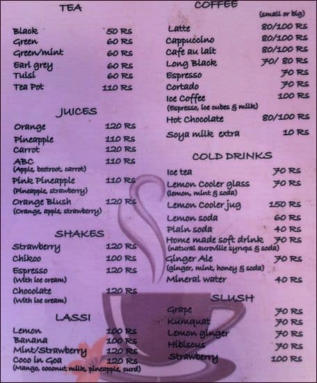 Menu at Baba Bar & Restaurant, Chapora, Chapora Market Road