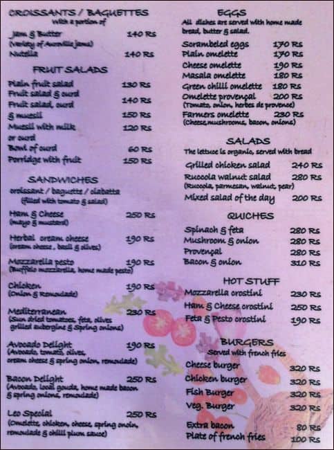 Menu at Baba Bar & Restaurant, Chapora, Chapora Market Road