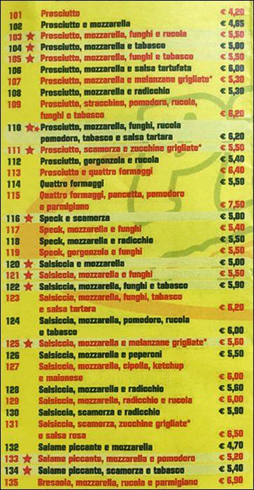 Piadina + a Roma: Foto del Menu con Prezzi - Zomato Italy