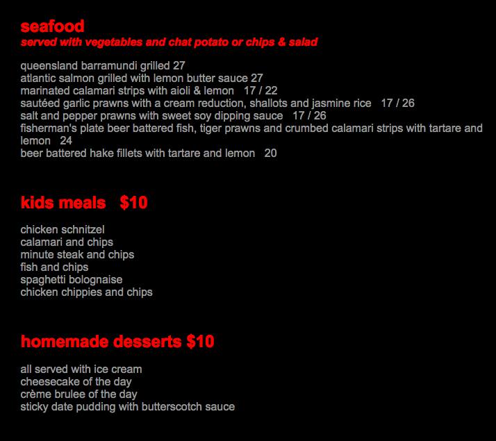 Menu at Royal Hotel Sutherland pub & bar, Sutherland