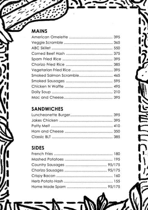 Menu at Abaca Baking Company restaurant, Cebu City, Crossroads