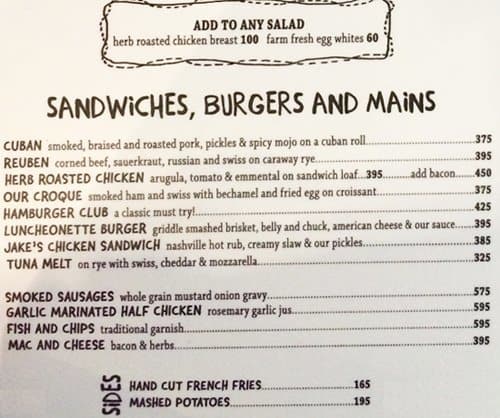 Menu at Abaca Baking Company restaurant, Cebu City, Crossroads