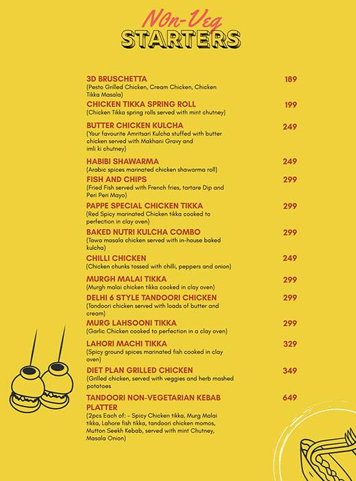 Menu at Go Pappe Cafe, New Delhi