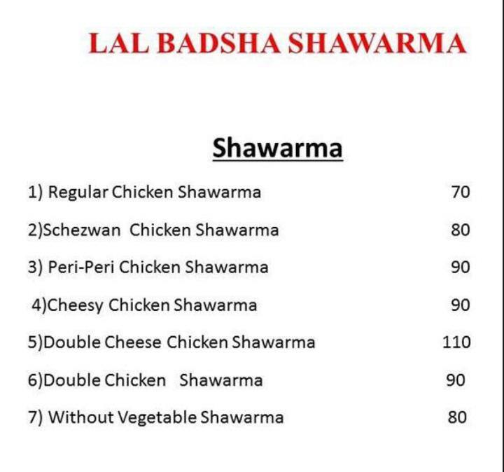 Menu of Lal Badsha Shawarma, Ulwe, Navi Mumbai