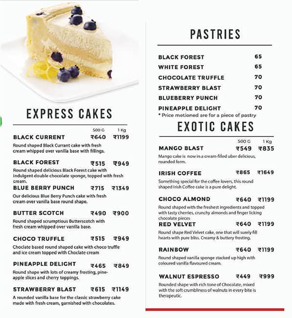 Menu of Madras Bakery, Virugambakkam, Chennai