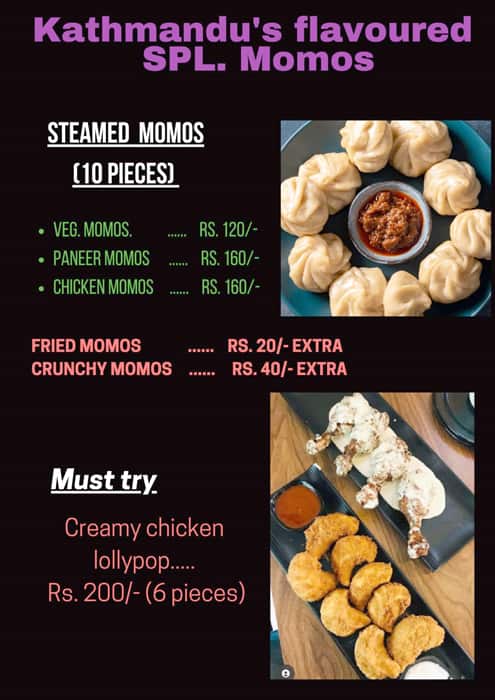 Menu of Kathmandu's Flavoured Special Momos, Civil Lines, New Delhi