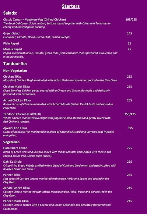 Menu of English Masala, Lanka, Varanasi