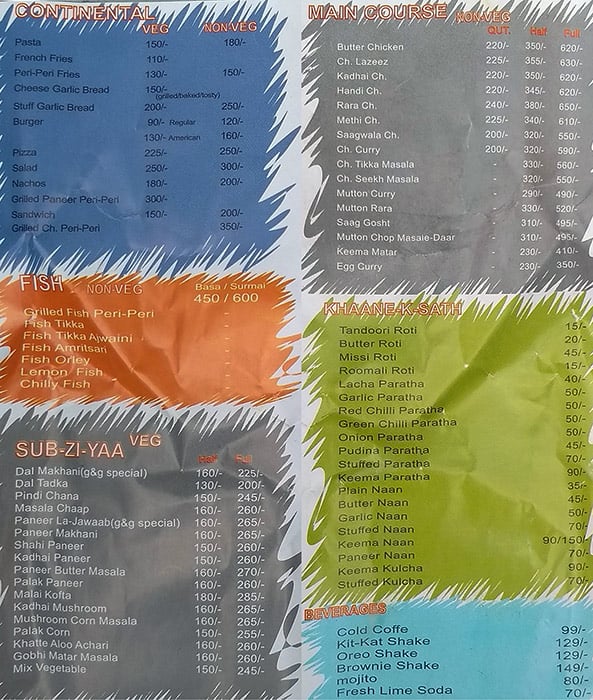 Menu at Grillz and Gravy, New Delhi, 16
