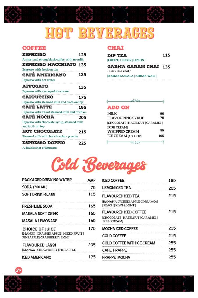Menu of Roma s Cafe Diner Lanka Varanasi