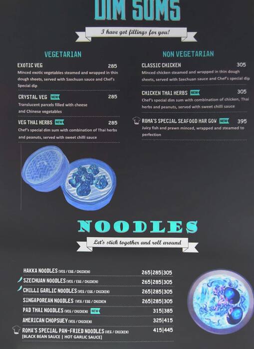 Menu of Roma's Café Diner, Lanka, Varanasi