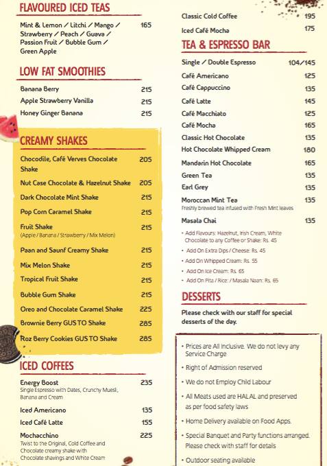 Menu at Cafe Verve - Reloaded, Thane