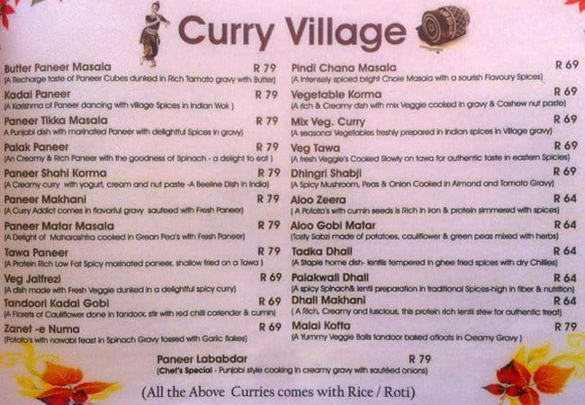 Menu at diya indian cuisine and restaurant, Sandton