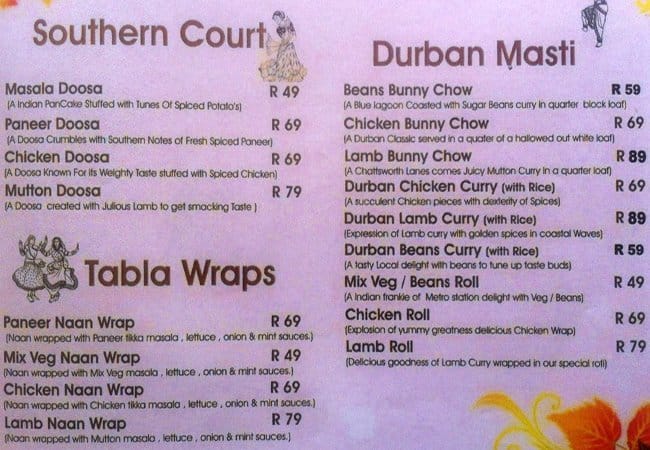Menu at diya indian cuisine and restaurant, Sandton
