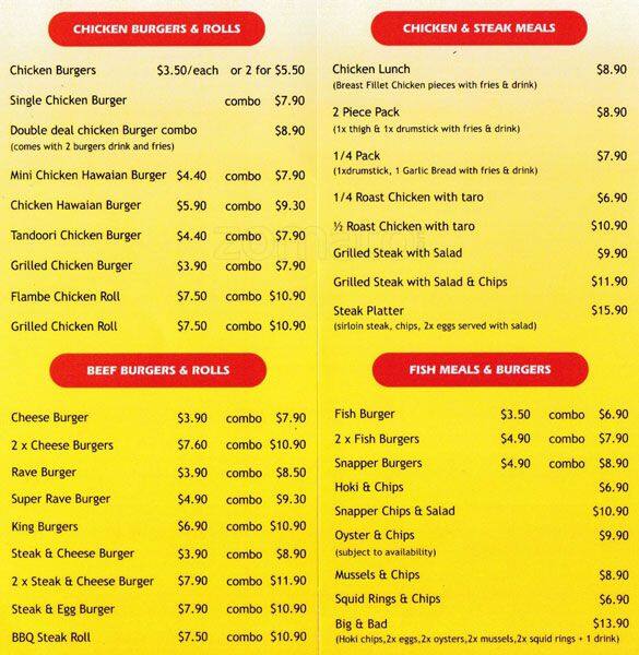 Menu at Flambe Restaurant, Auckland, 27 The Concourse