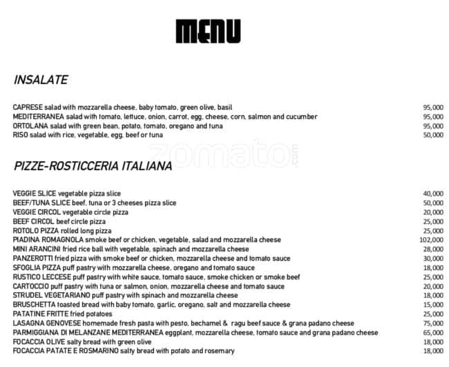 Menu at That's Amore - Pizza Bakery Coffee Shop, South Jakarta