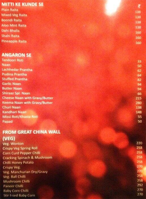 Menu at Shooters Bar, Panchkula, Bus Stand