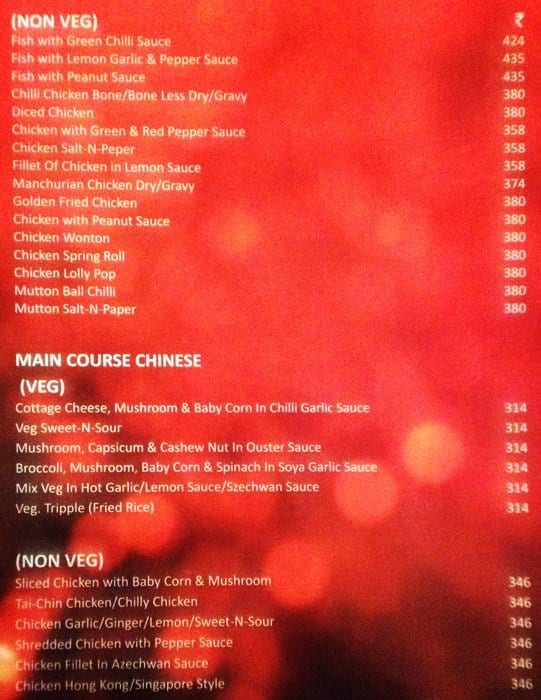 Menu at Shooters Bar, Panchkula, Bus Stand