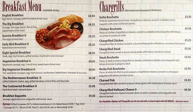 Menu at Eight cafe, Caterham