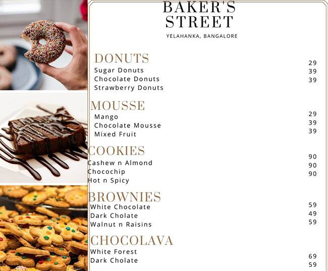 Menu at Bakers Street Cafe, Bengaluru