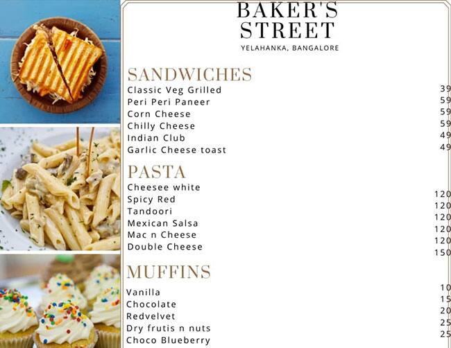 Menu at Bakers Street Cafe, Bengaluru