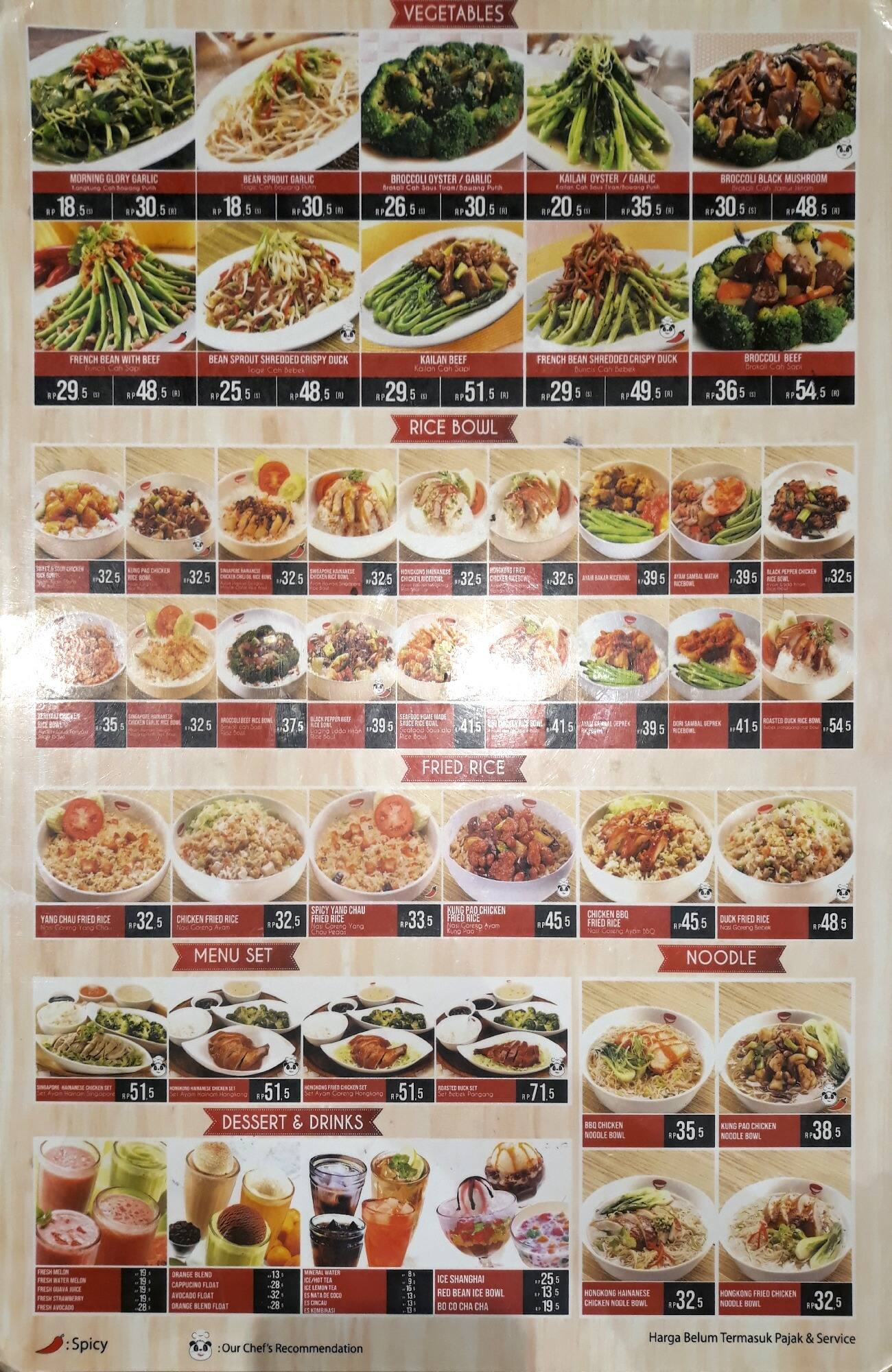 Menu at Rice Bowl Mini restaurant, Bandung