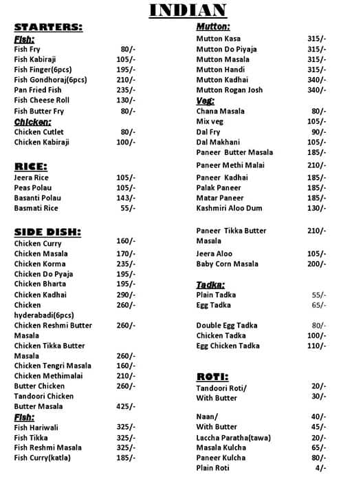Menu of Aahar E Kolkata, Kestopur, Kolkata