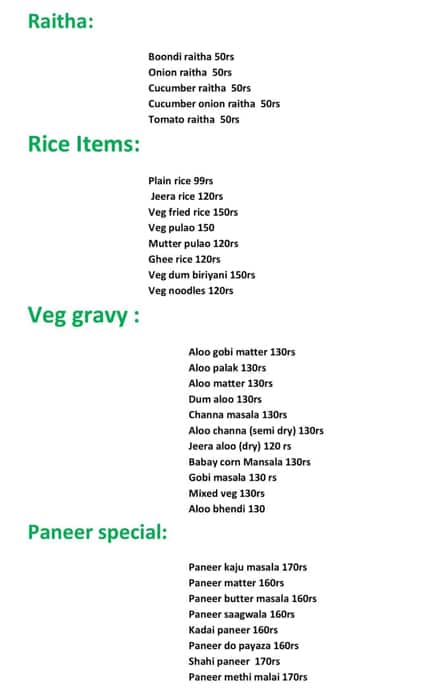Menu at Madurai Pure Veg Food, Bengaluru