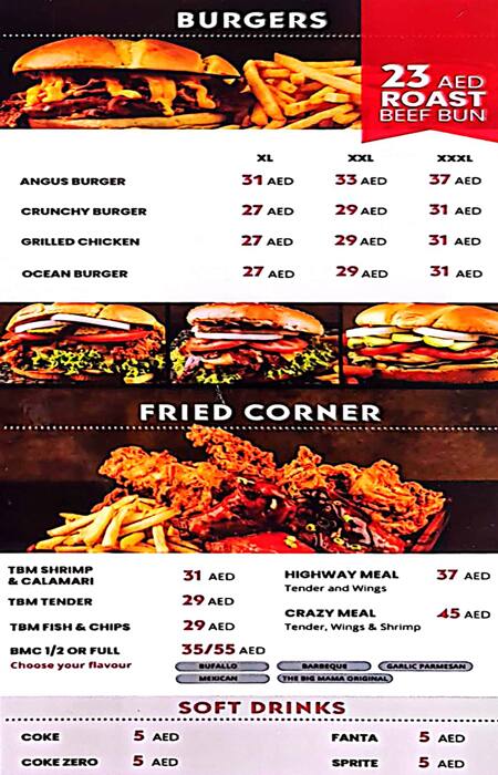 Menu at The Big Mama (Al Warqa) restaurant, Dubai