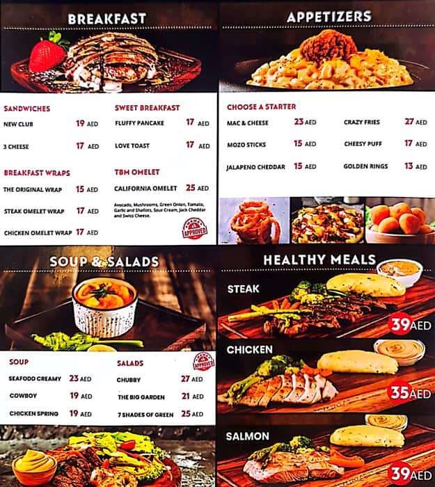 Menu at The Big Mama (Al Warqa) restaurant, Dubai
