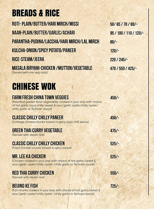 Menu at Skyhouse Cafe & Bar, Noida