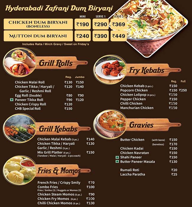 Menu at Copper Haandi Biryani, Bengaluru