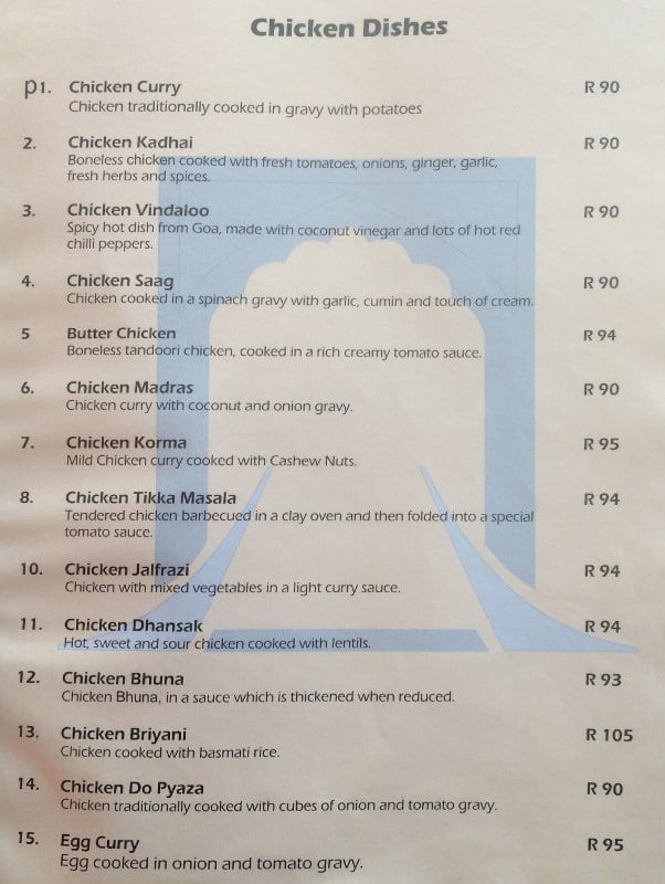 Menu at New Delhi Dharbar, Sandton, 138 11th St